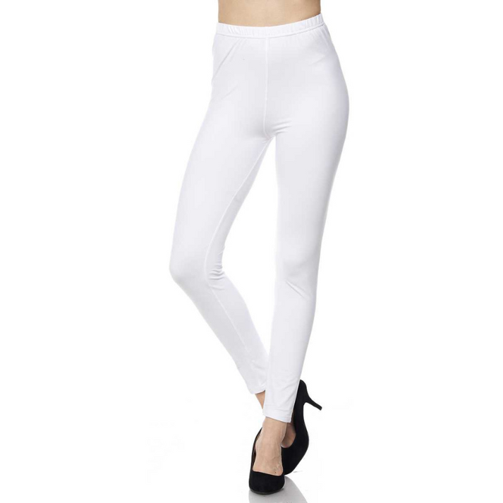White Solid Leggings – LEGGINGS USA